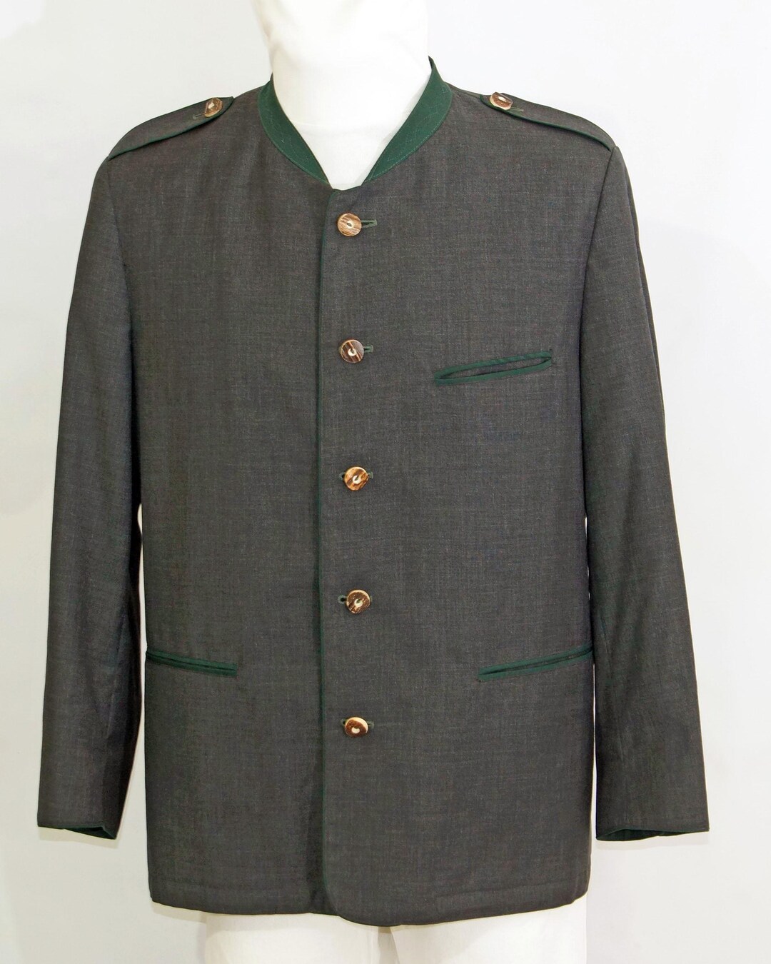 Men's Linen Tyrolean Trench Blazer Oktoberfest Gray Vintage Dirndl ...