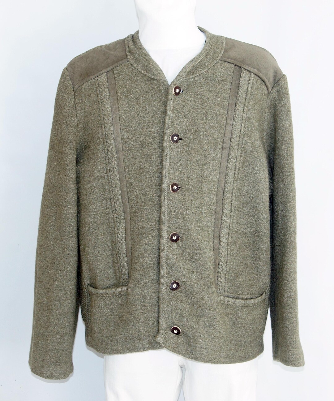 Men's Green Pure Wool Tyrolean Jumper Vintage Trench Oktoberfest Dirndl ...