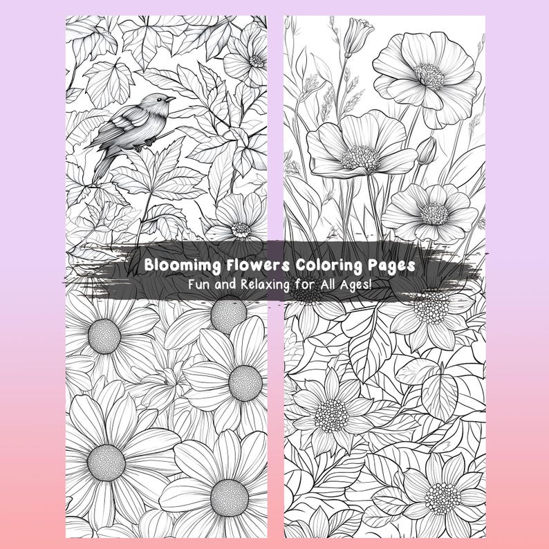 20 Blooming Flowers Coloring Pages | Adult & Kids Coloring Book ...