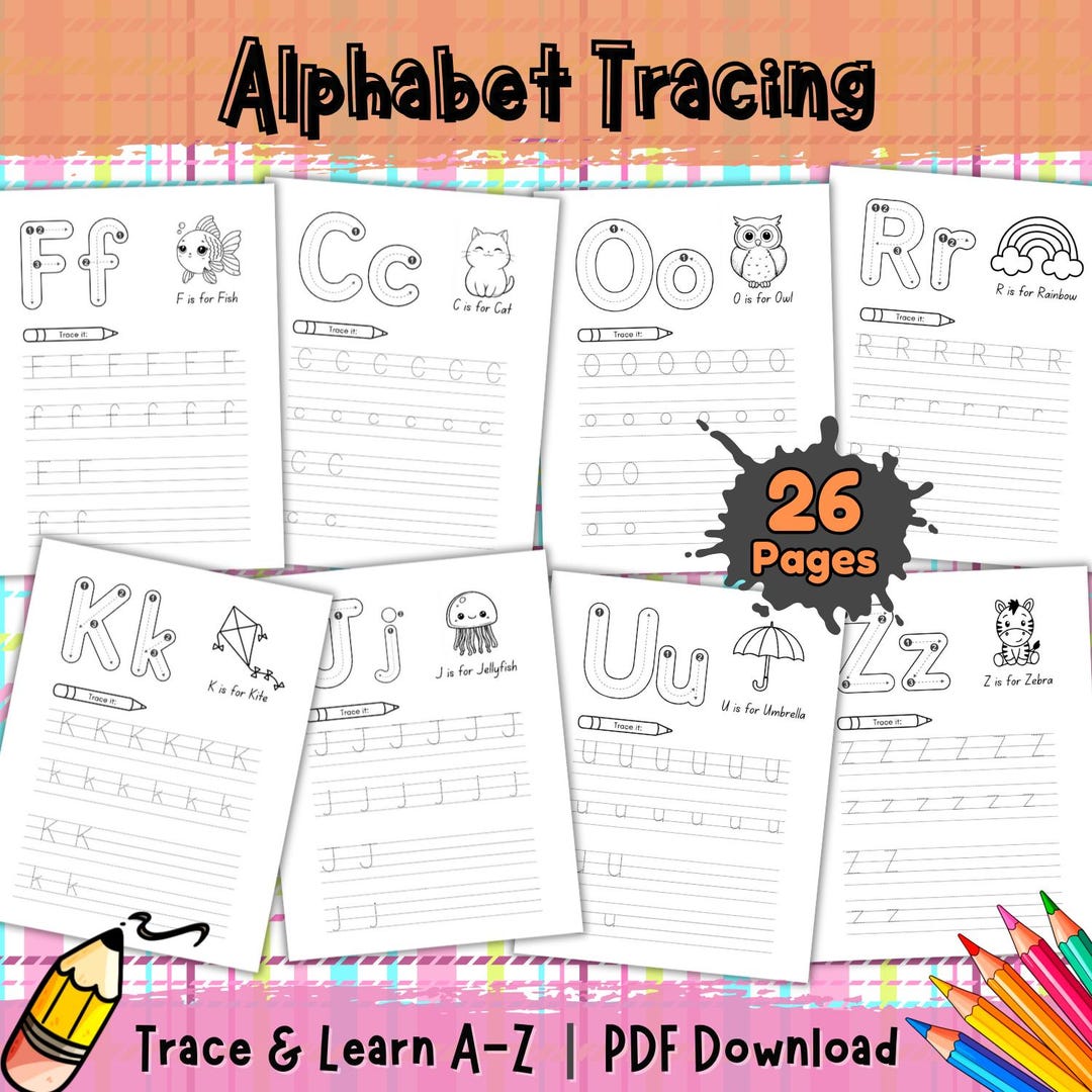 Alphabet Tracing Worksheets for Kindergarten | A–Z Handwriting Practice ...