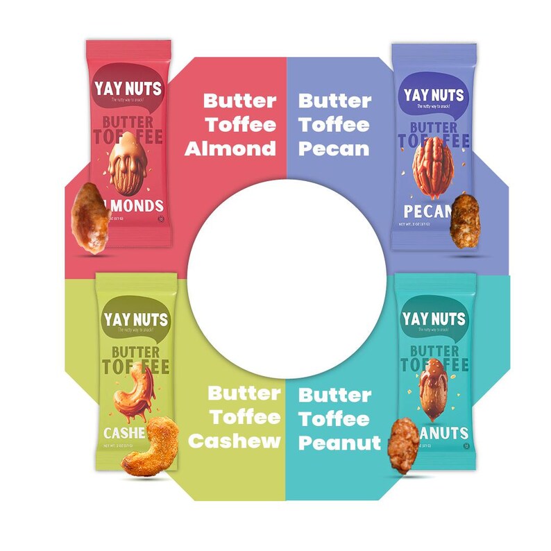 Yay Nuts Butter Toffee Nut Snack Packs – 12-pack Box | Cashews, Almonds ...