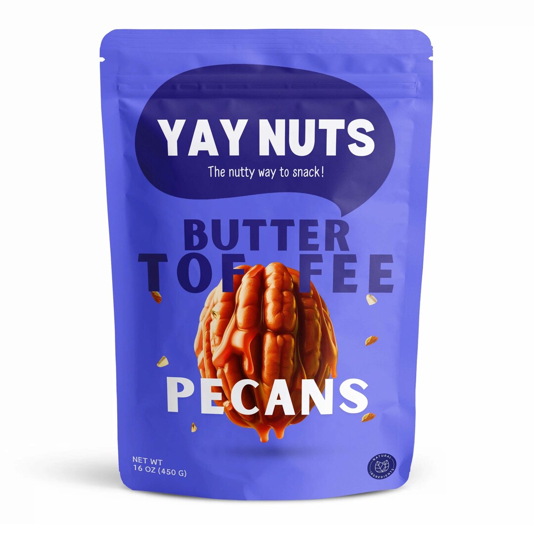 Yay Nuts Butter Toffee Pecans - 1 Lb Crunchy Sweet Snack for School ...