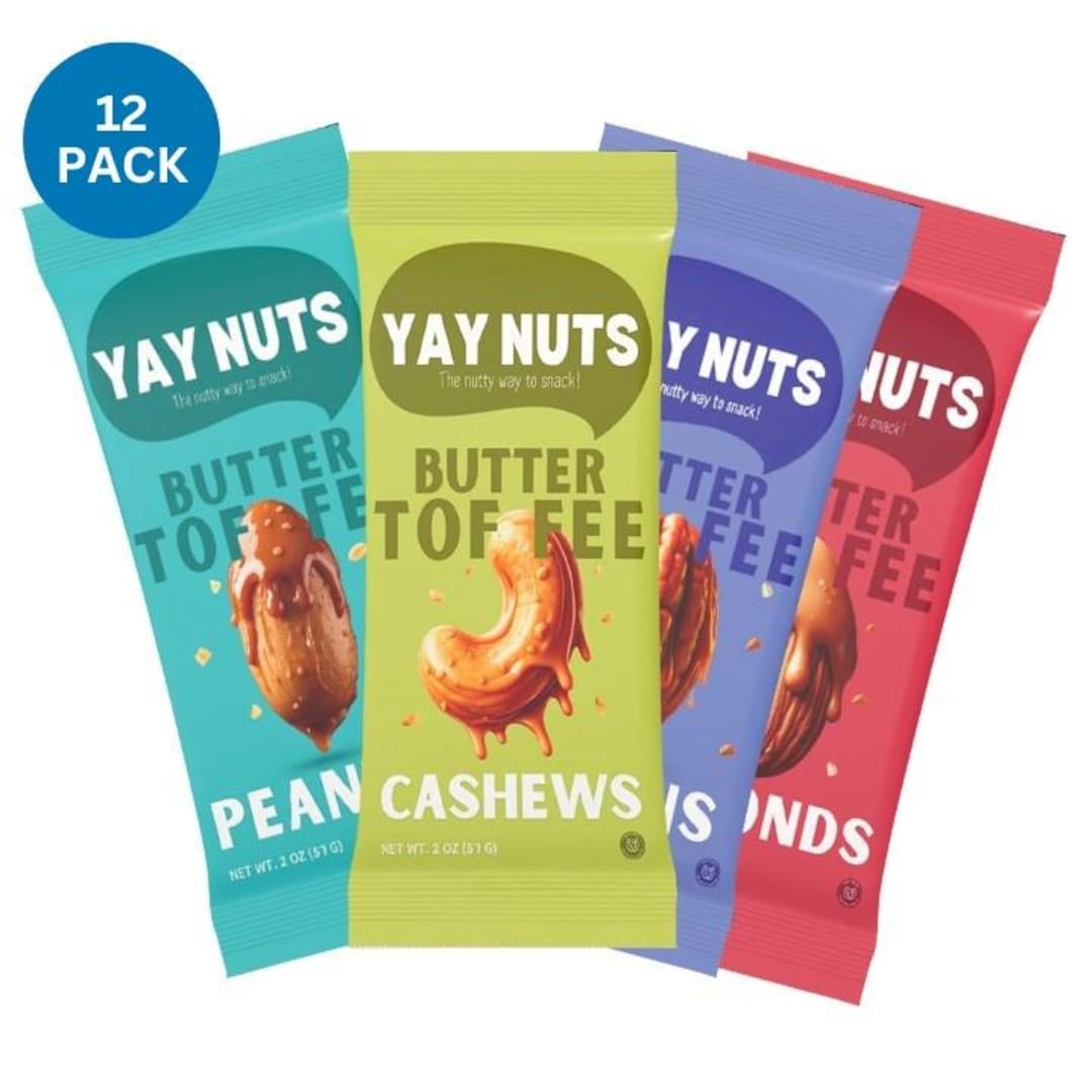Yay Nuts Butter Toffee Nut Snack Packs – 12-pack Box | Cashews, Almonds ...