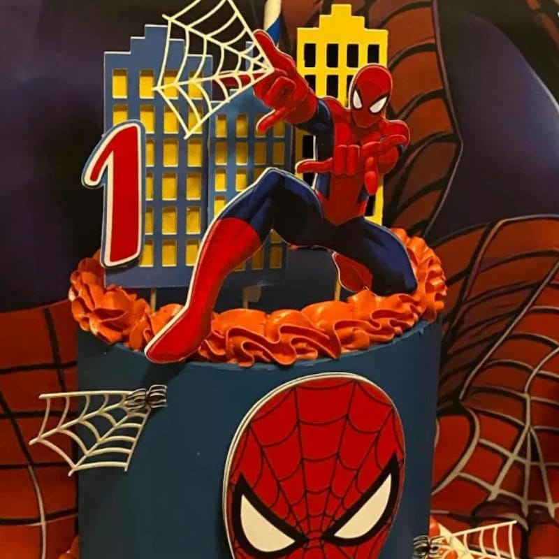 Spiderman themed happy birthday cake topper - Etsy.de