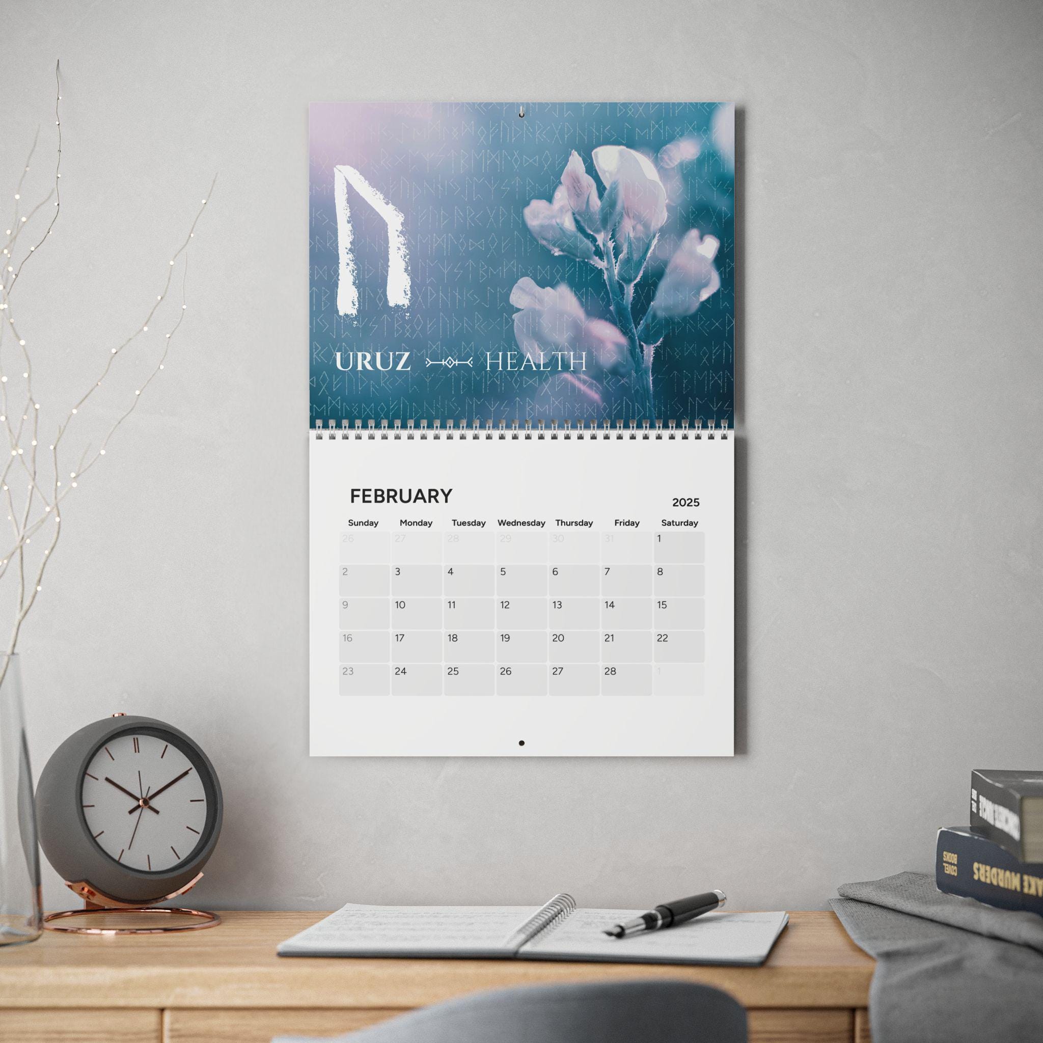 2025 Wall Calendar, Runes and Flower Design, Mystic and Elegant Home ...