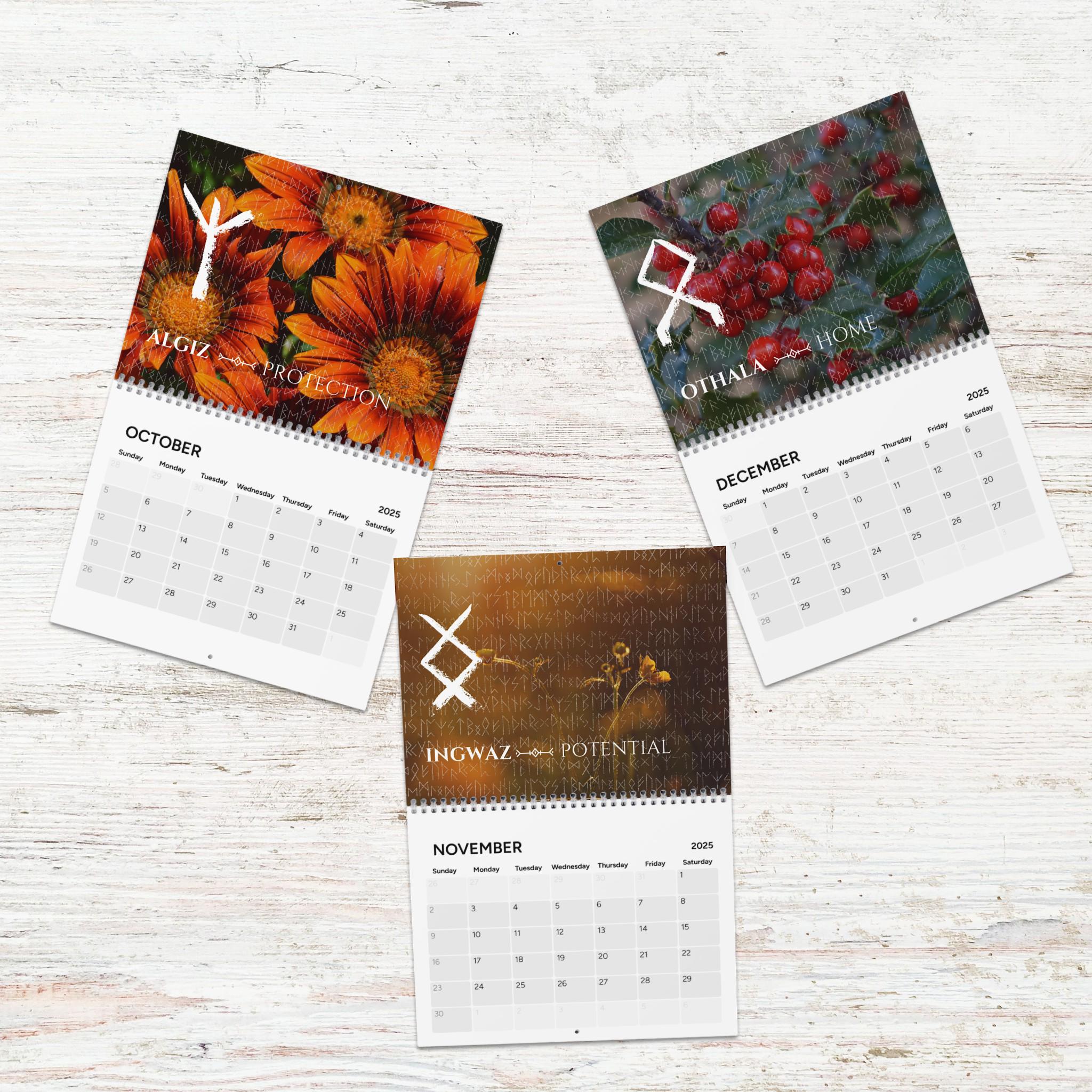 2025 Wall Calendar, Runes and Flower Design, Mystic and Elegant Home ...