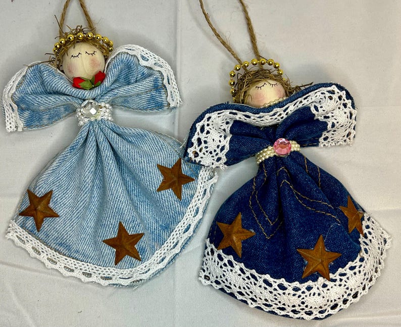 Hanging Denim Angel - Etsy