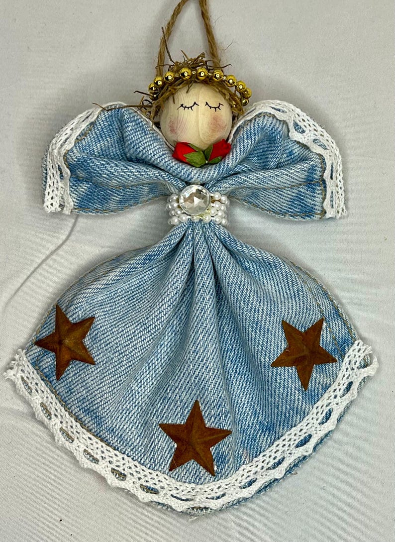 Hanging Denim Angel - Etsy