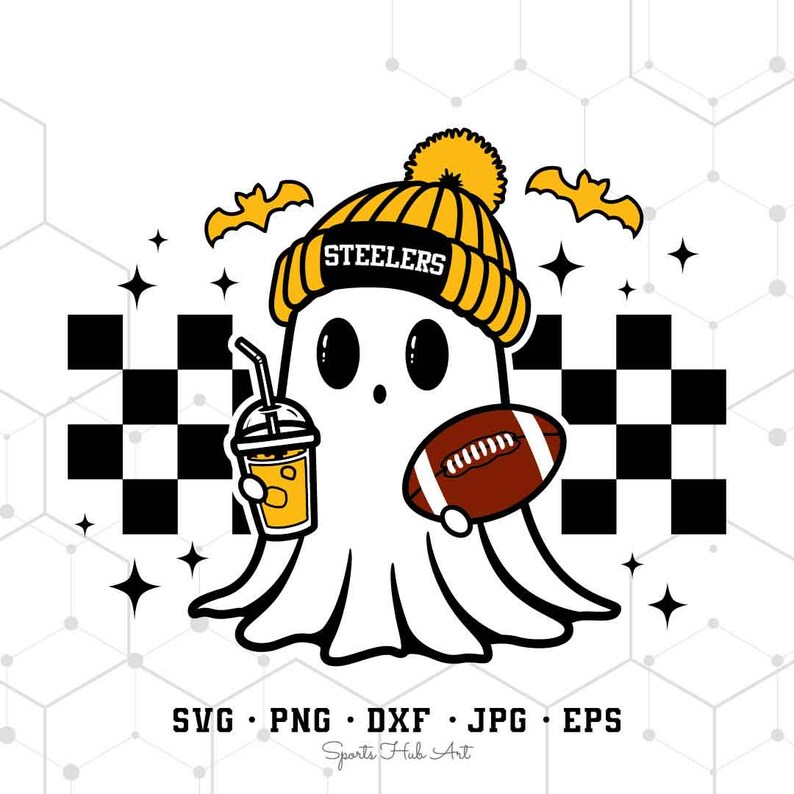 Steelers Football SVG PNG, Cute Ghost Football SVG, Steelers Football ...