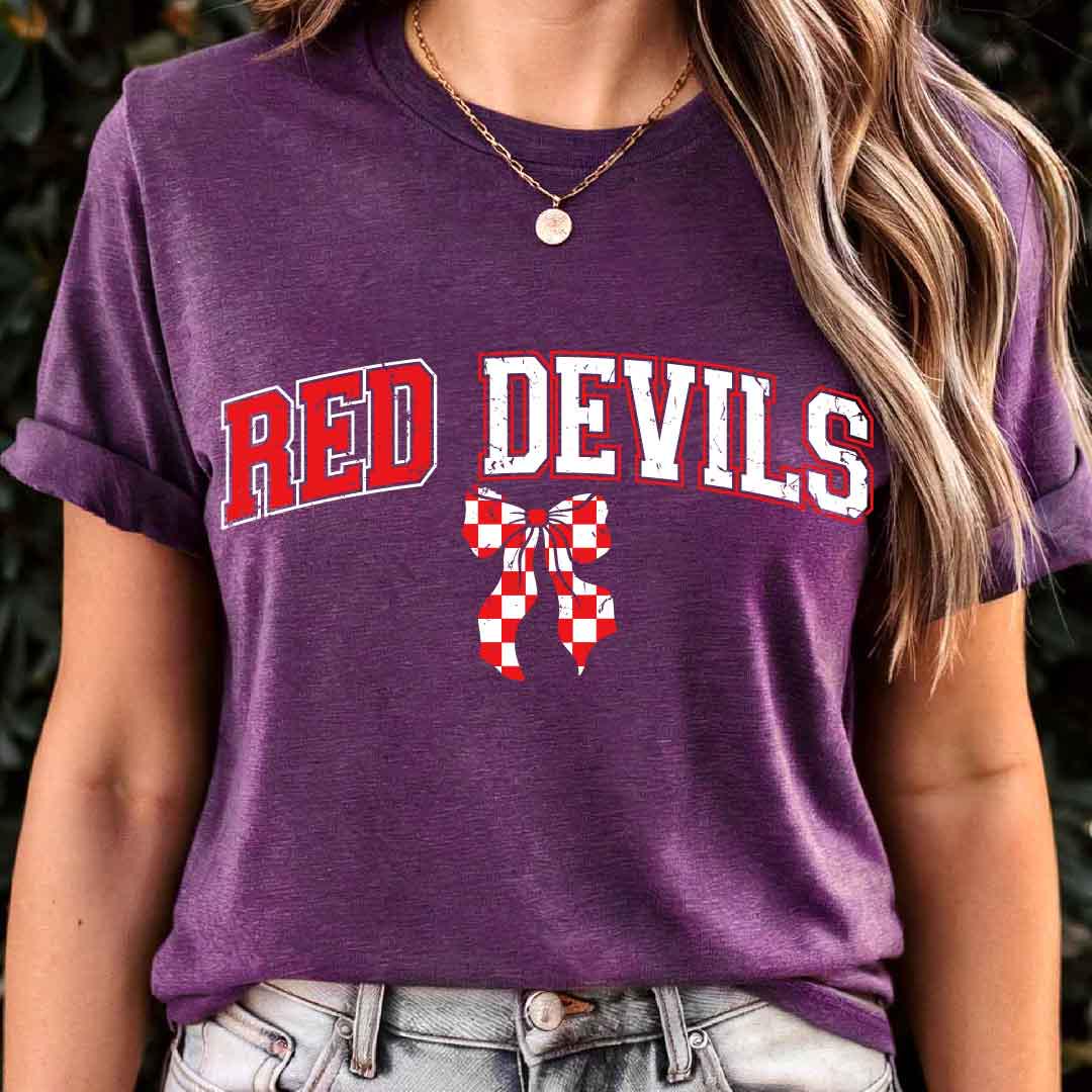 Red Devils Svg Png, Red Devils Bow Png, Red Devils Sublimation, Varsity ...