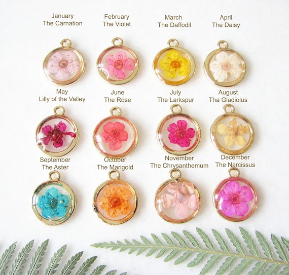 Pressed Flower Necklace Birth Month Flower Necklace Resin Jewelry Etsy Denmark
