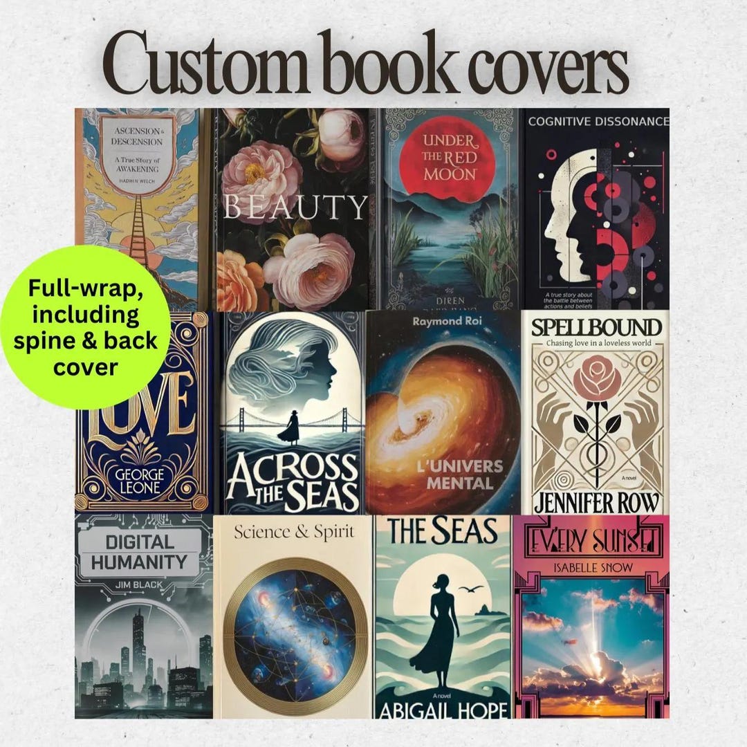 Custom Full Wrap Book Cover Design: Unique Ebook & Print - Etsy