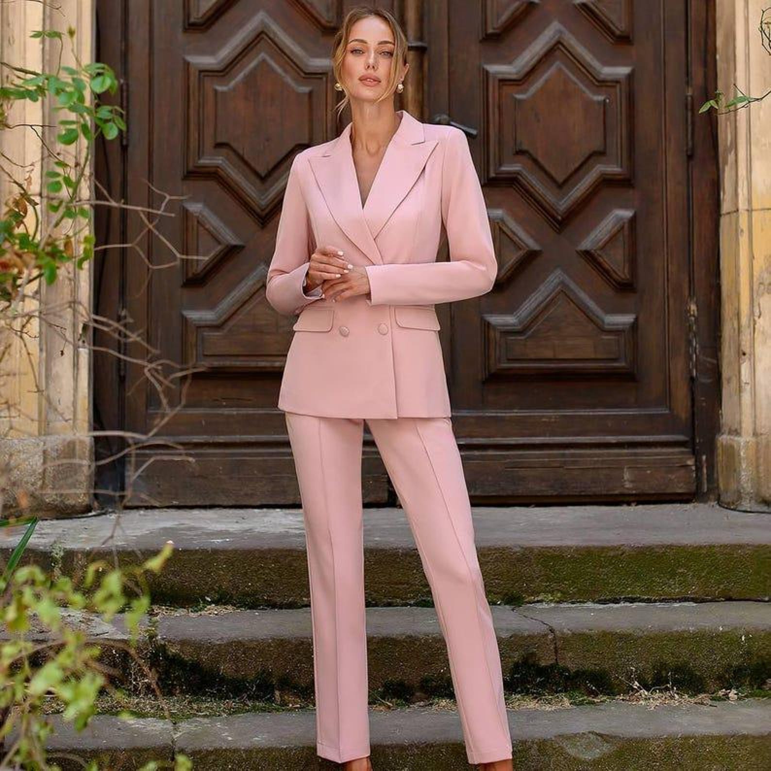 Dusty Pink Womens Suit Elegant Women's Suit Set Tailored ...