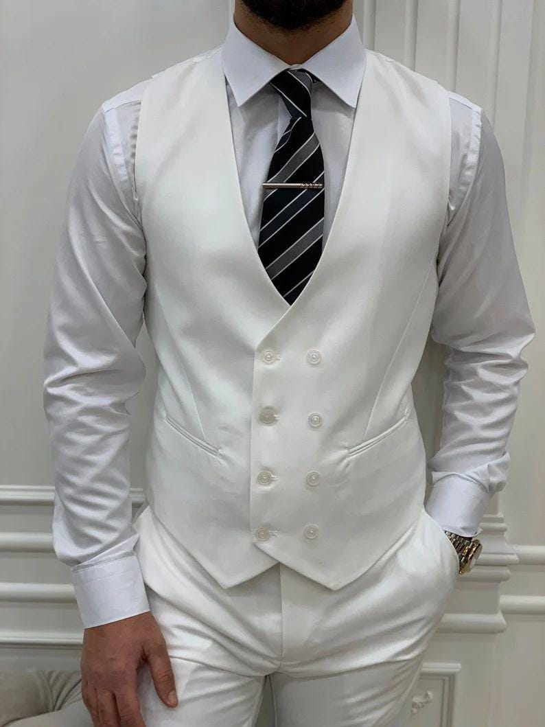 Handmade Formal White Dress Pant Coat Mens Slim Fit Dress Pant Coat for ...