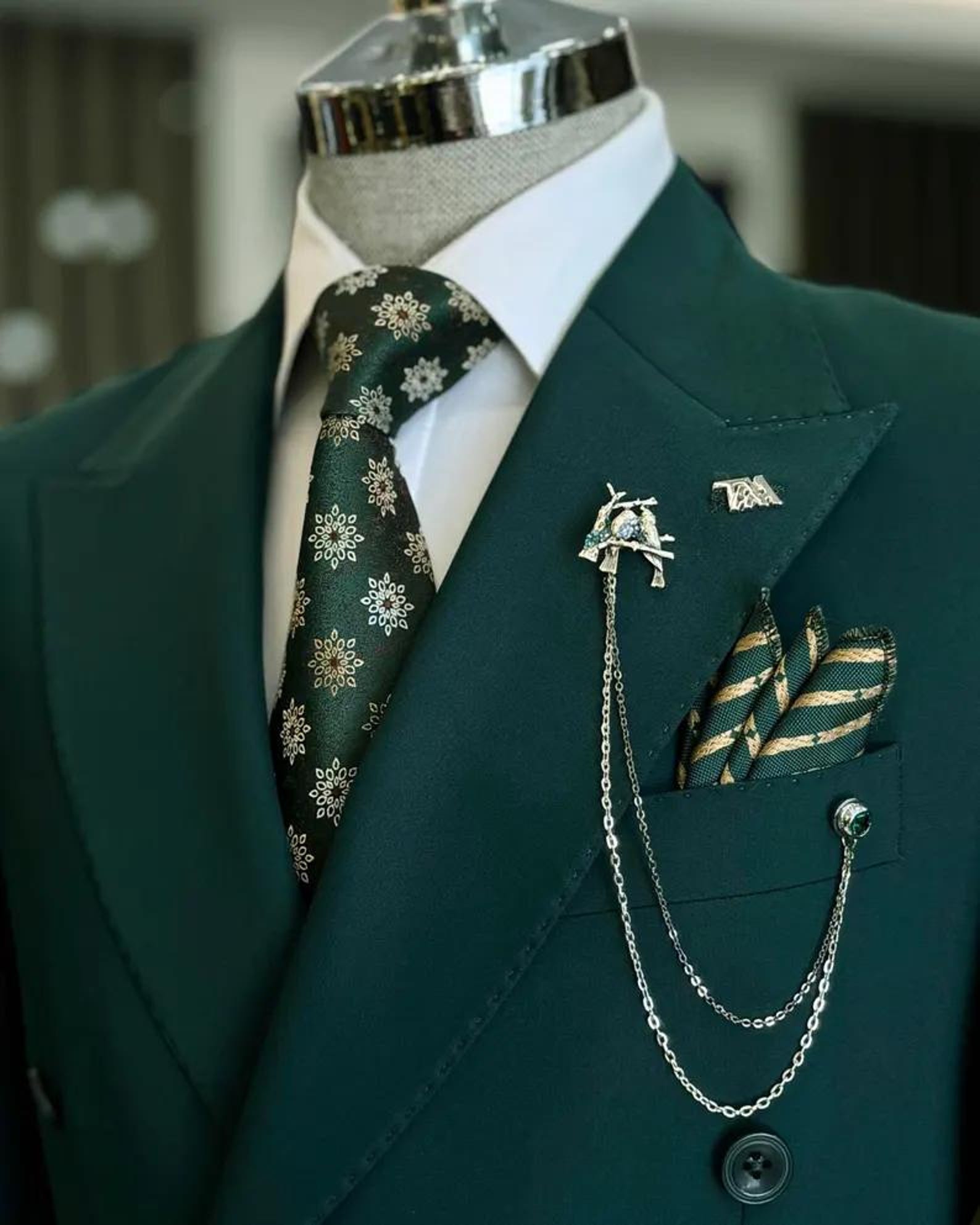 Men Double Breasted Green 2 Piece Suit , Premium Suit ,ethnic Green ...