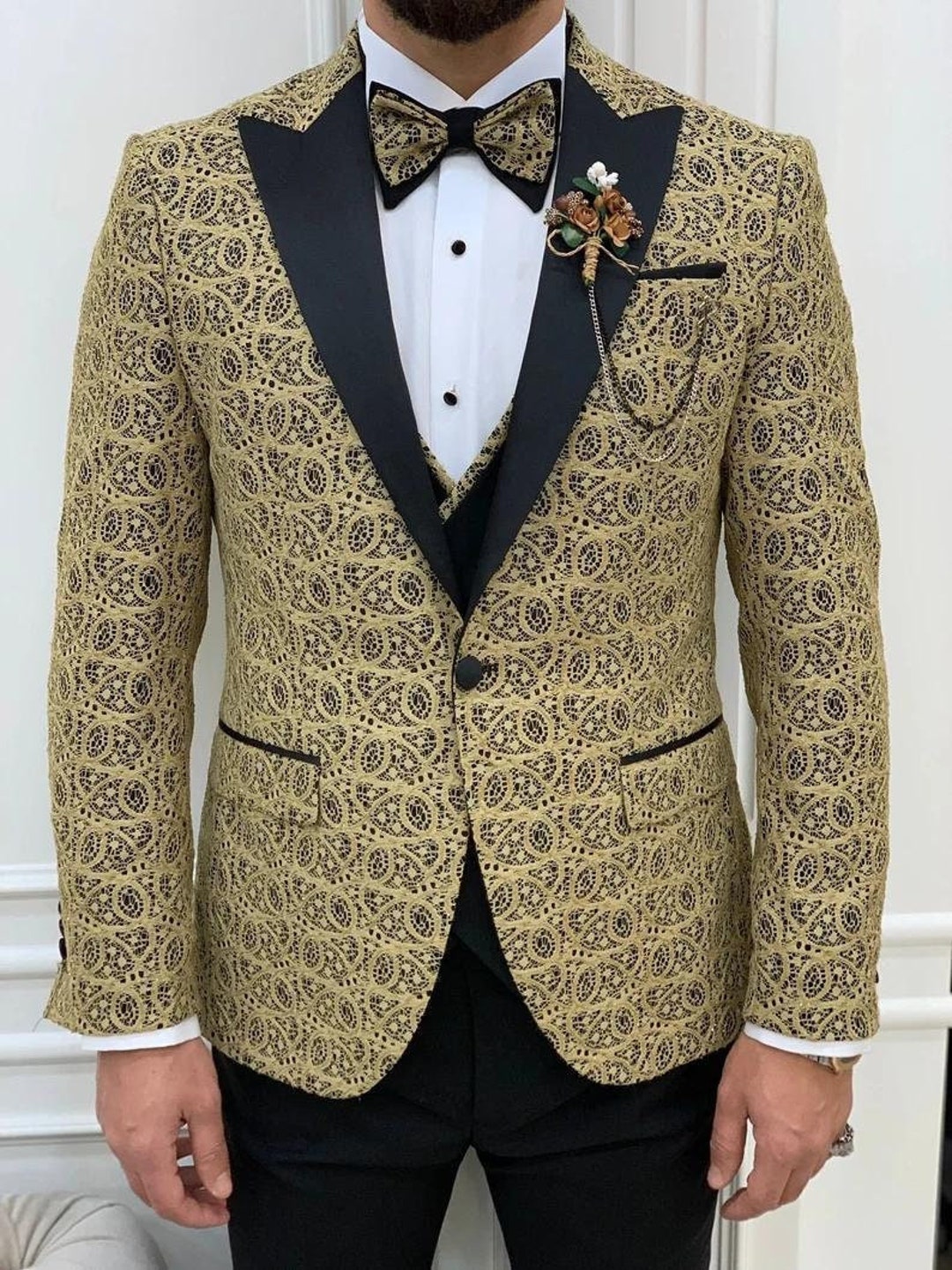 Men's Tuxedo Suit Groom Suit Wedding Suit Peak Lapel Slim Fit 3 ...