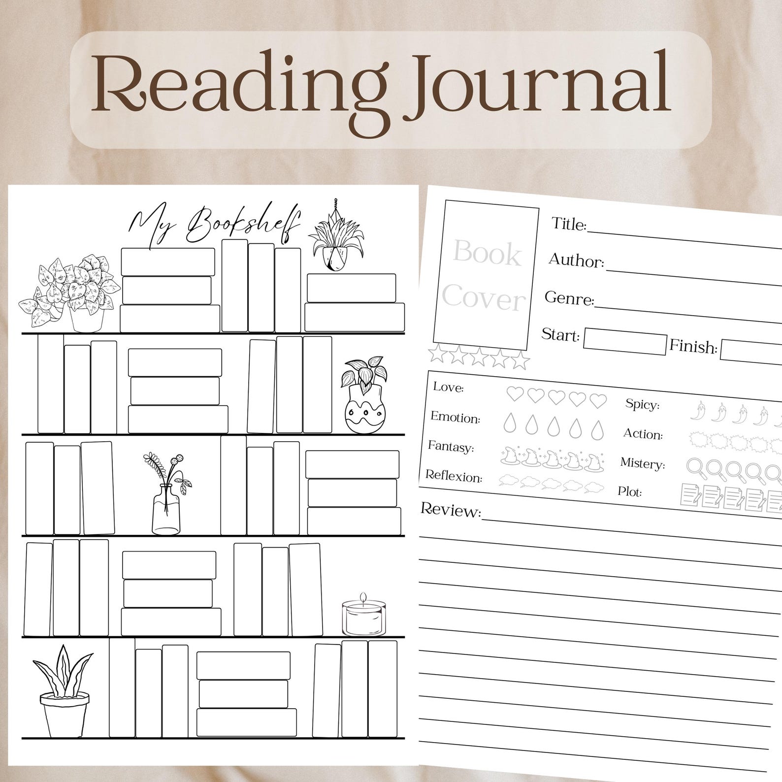 Editable Reading Journal Template – Digital Canva Reading Journal ...