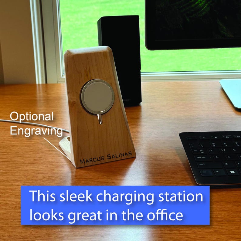 Handcrafted Wood iPhone Magsafe Charger Stand: Wireless Charging Dock ...