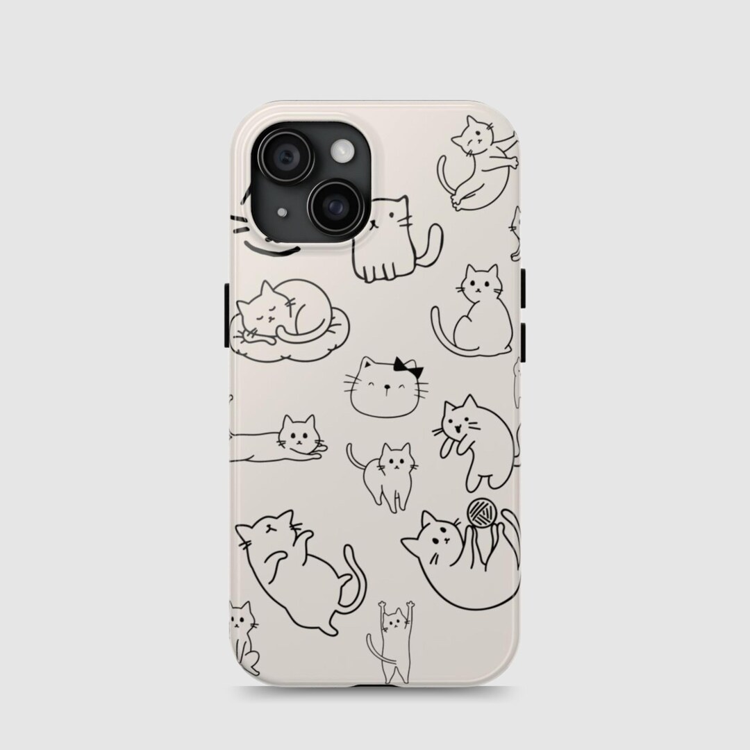 Cute Doodle Cats Scatter Phone Case Cute Cat for Gift Cover for iPhone ...