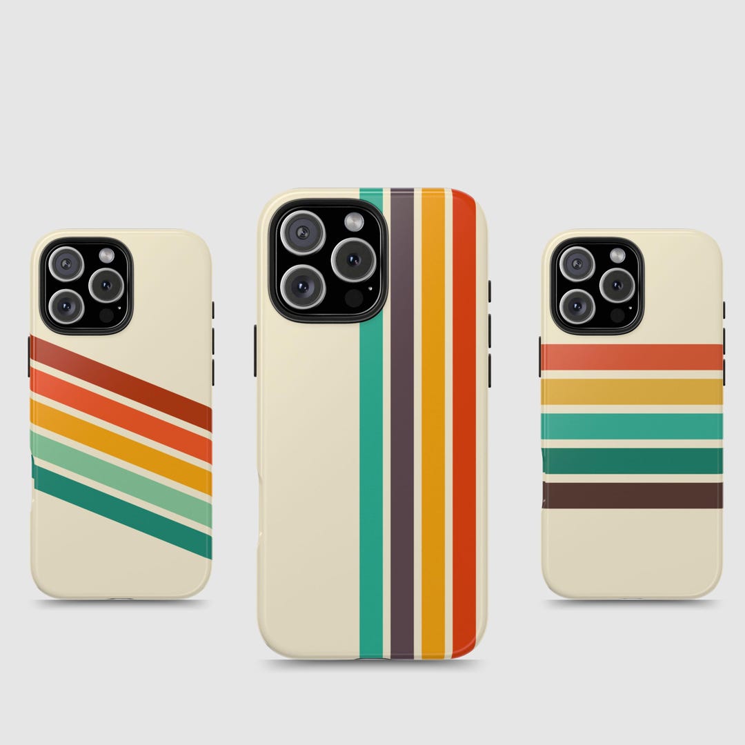 Retro Stripes Phone Case Aesthetic Vintage for Gift Cover for iPhone 16 ...