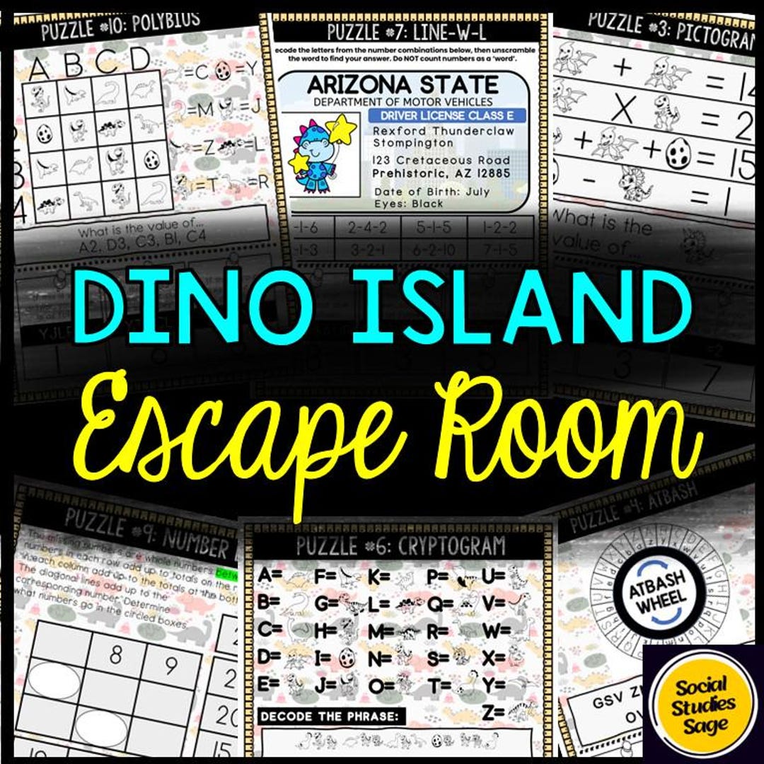 Dinosaur Escape Room Game: Printable Kids Birthday Party Puzzle (PDF ...
