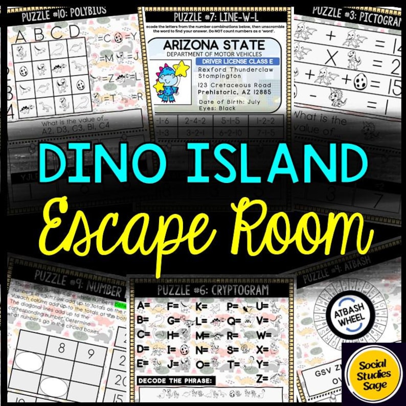 Dinosaur Escape Room Game: Printable Kids Birthday Party Puzzle (PDF ...