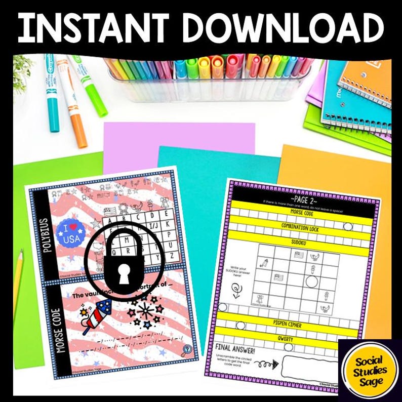 Independence Day Escape Room Game: July 4th Kids Puzzle (printable PDF ...