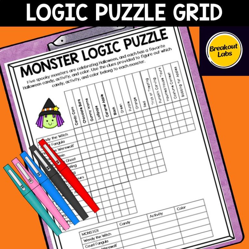 Halloween Logic Puzzle Scavenger Hunt Game for Kids (printable) - Etsy