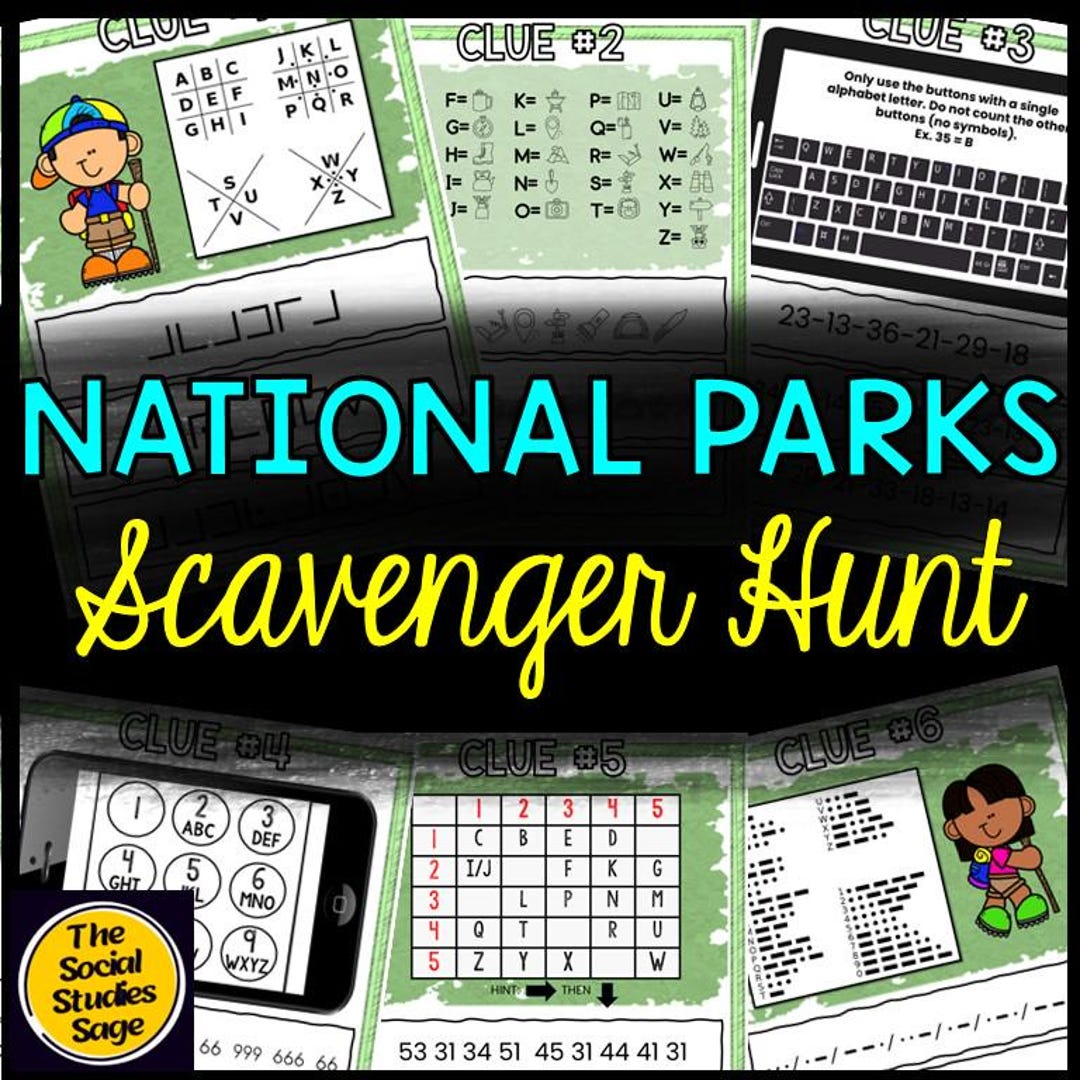 National Parks Escape Room Word Search, Printable Party Games for Kids ...