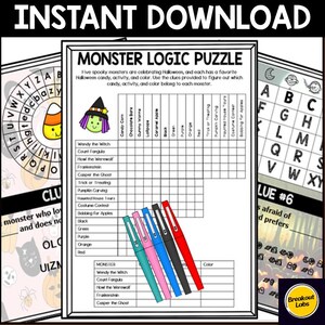 Halloween Logic Puzzle Scavenger Hunt Game for Kids (printable) - Etsy