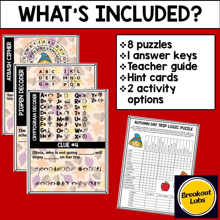 Fall Scavenger Hunt Logic Puzzle Game: Autumn Day Trip (printable) - Etsy