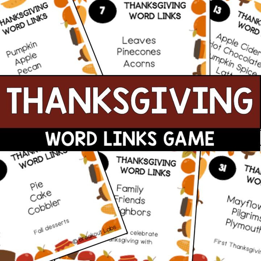 Thanksgiving Word Links Game: Family Fun Cards (digital Download) - Etsy