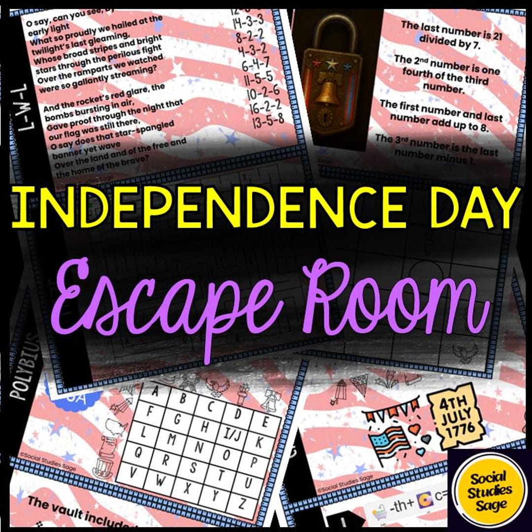 Independence Day Escape Room Game: July 4th Kids Puzzle (printable PDF ...