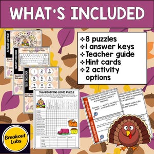 Thanksgiving Day Logic Puzzle Scavenger Hunt - Logic Puzzle Game for ...