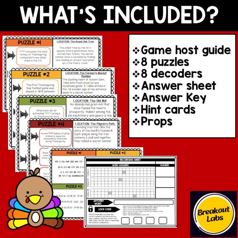 Thanksgiving Trivia Escape Room: Printable Puzzle Game (digital ...