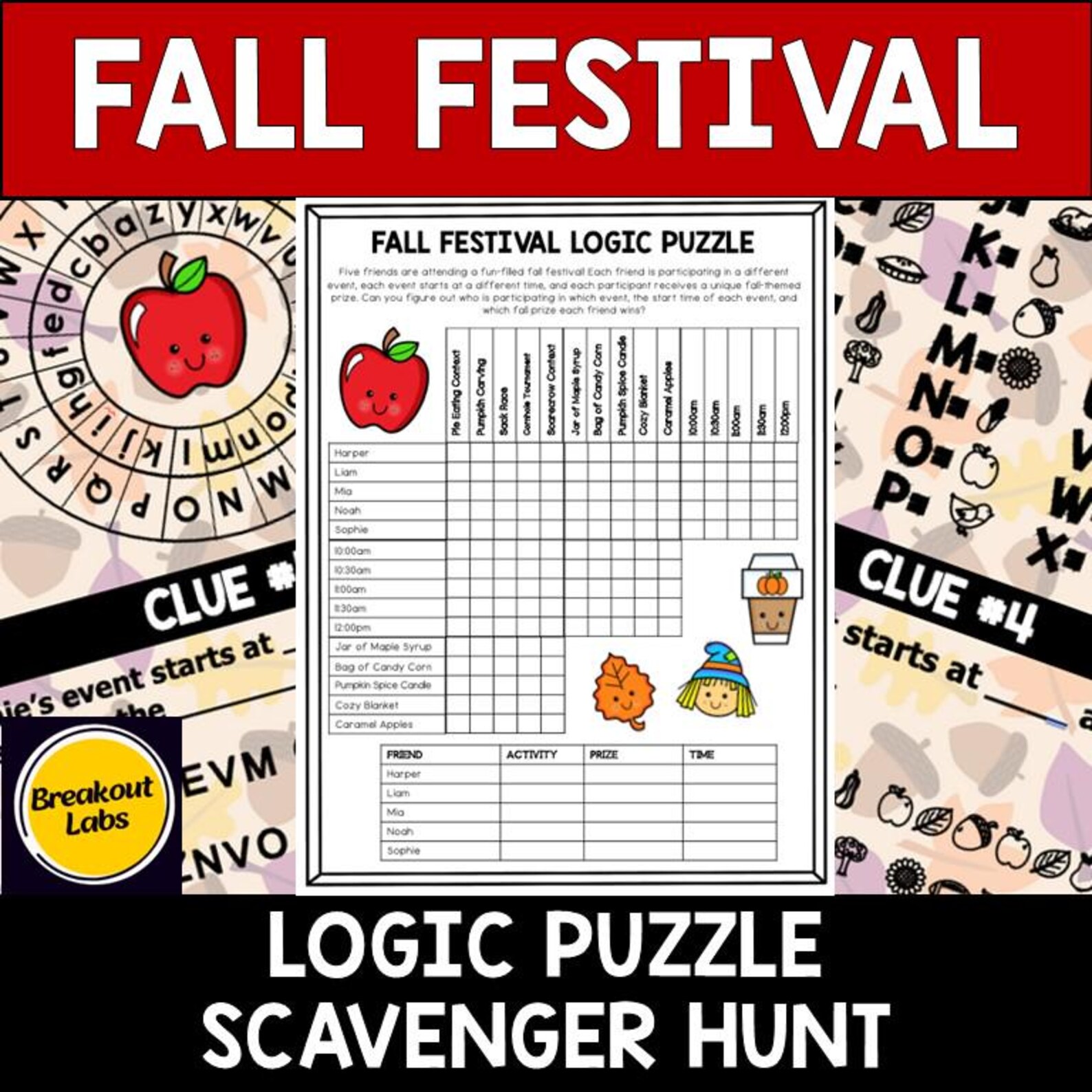 Fall Festival Logic Puzzle Scavenger Hunt Game (printable) - Etsy