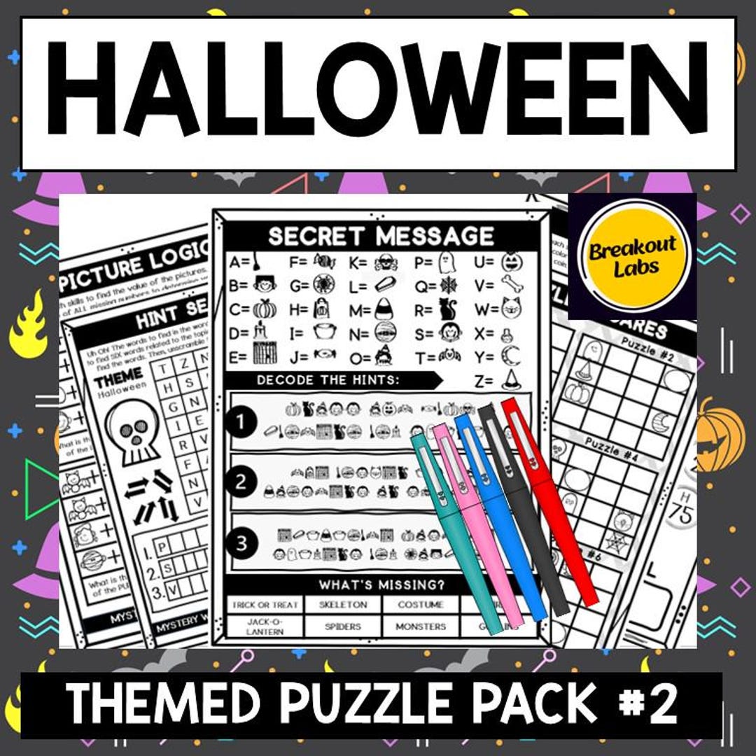 Halloween Puzzle Pack #2: Logic, Math, Trivia (printable) - Etsy