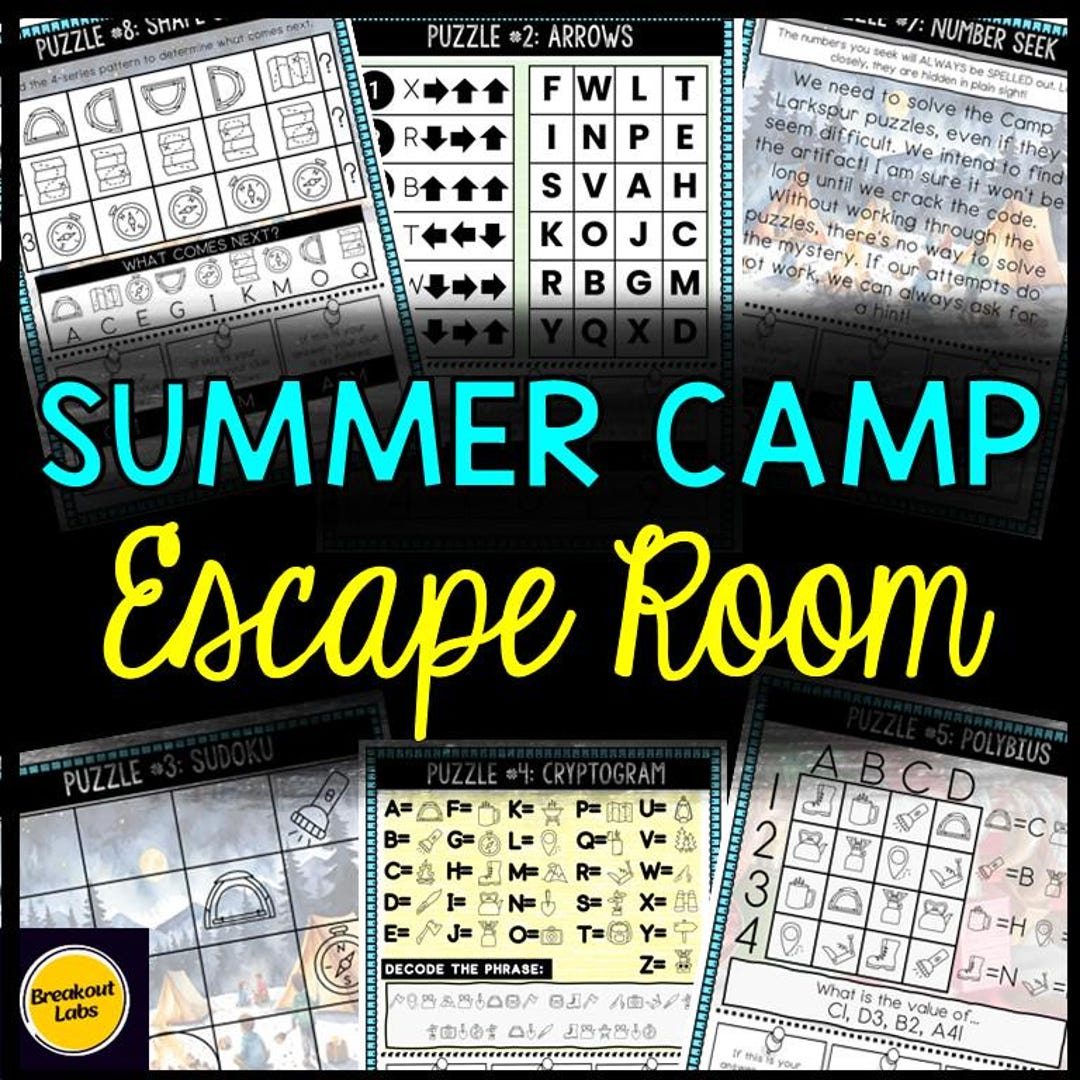 Summer Camp Escape Room: Kids Printable Puzzle Game (PDF) - Etsy