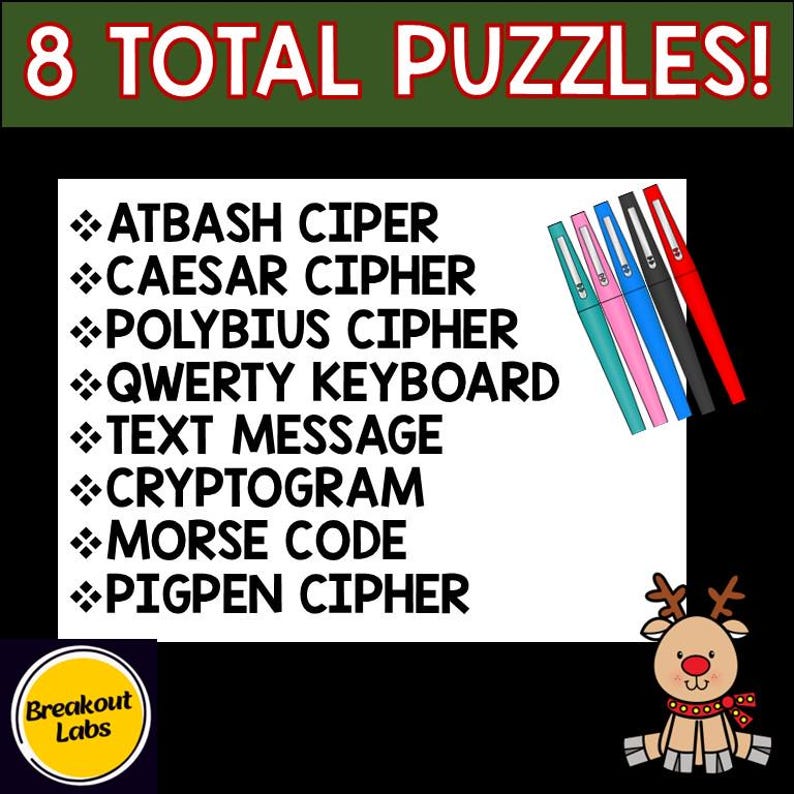 Christmas Reindeer Logic Puzzle Scavenger Hunt - Logic Puzzle Game for ...