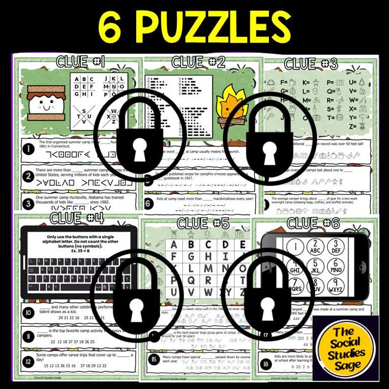 Summer Camp Escape Room Scavenger Hunt: Printable Trivia Game (PDF ...