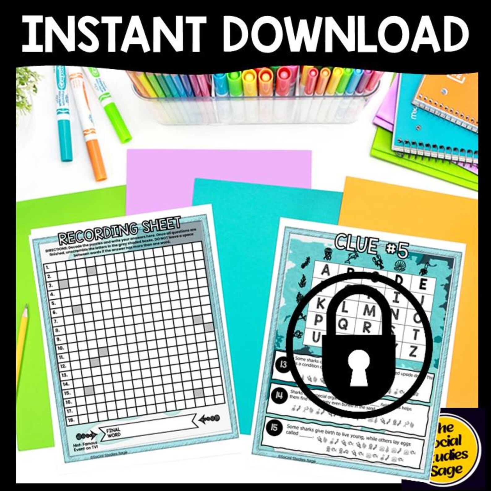 Sharks Trivia Scavenger Hunt: Printable Kids Party Game (PDF Download ...