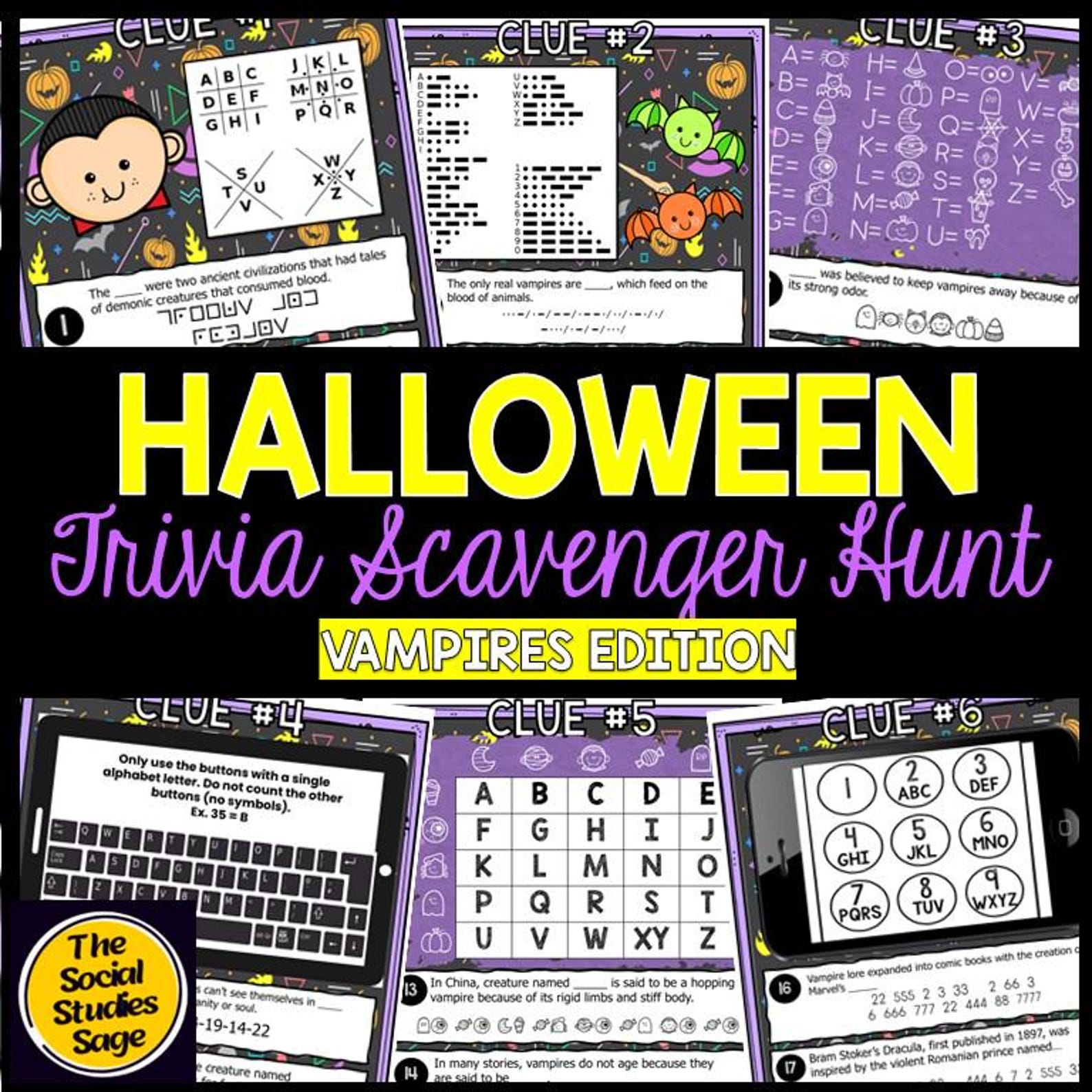 Vampire Scavenger Hunt: Halloween Escape Room Party Game (printable PDF ...
