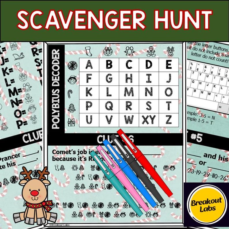 Christmas Reindeer Logic Puzzle Scavenger Hunt (printable Game) - Etsy