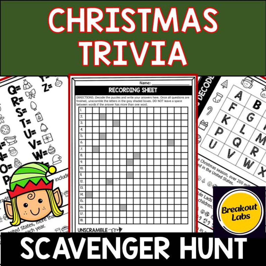 Christmas Trivia Scavenger Hunt for Kids - Christmas Trivia Puzzles ...