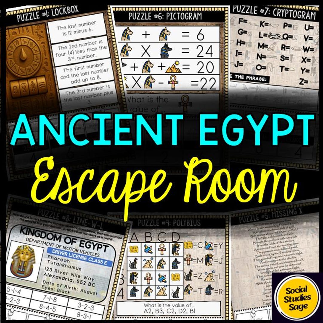 Ancient Egypt Escape Room Kit: Printable Puzzle Game for Kids (ages 8 ...