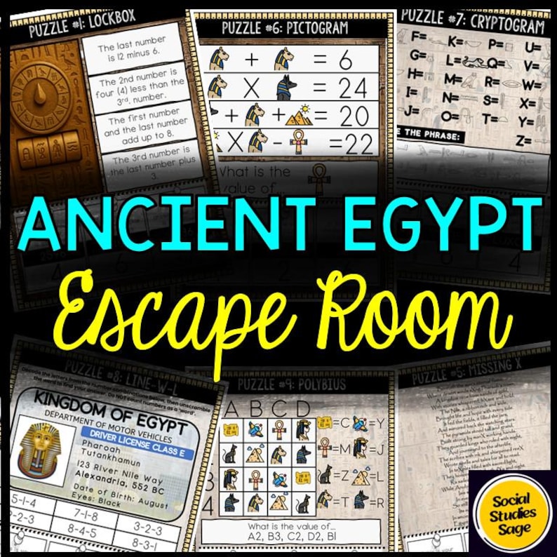 Ancient Egypt Escape Room Kit: Printable Puzzle Game for Kids (ages 8 ...