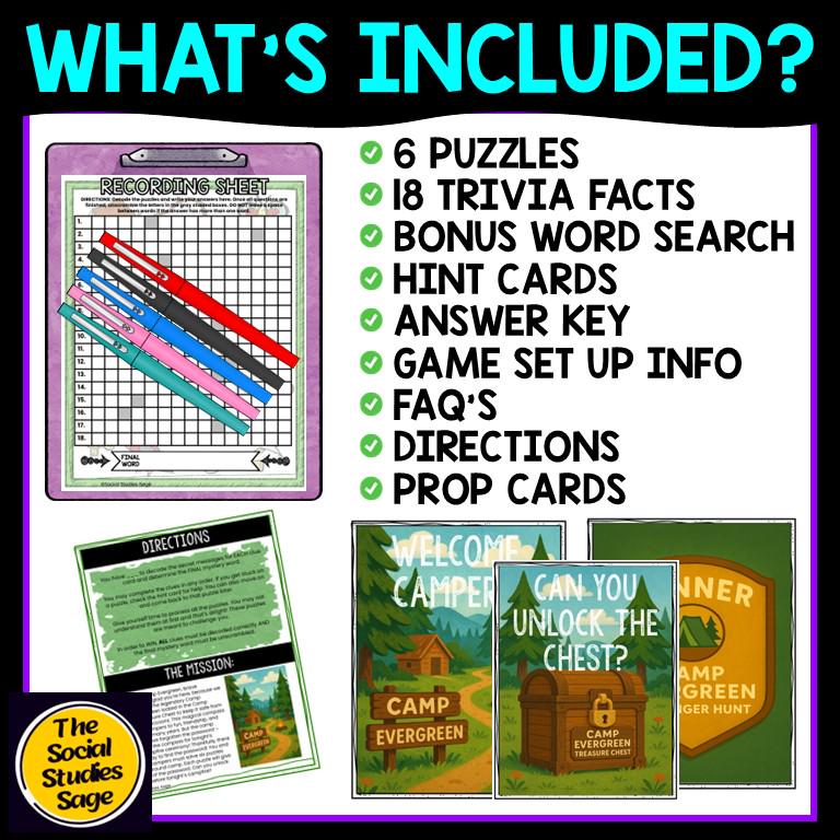 Summer Camp Escape Room Scavenger Hunt: Printable Trivia Game (PDF ...