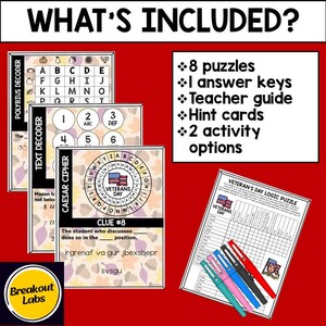 Veteran's Day Scavenger Hunt - Logic Puzzle Game for Kids - Fall ...