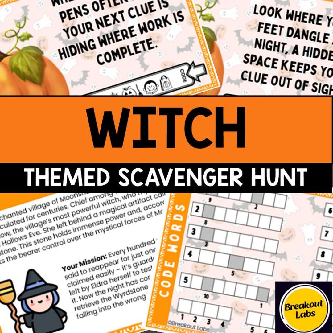 Witch Scavenger Hunt Puzzle Game: Halloween Family Fun (printable) - Etsy