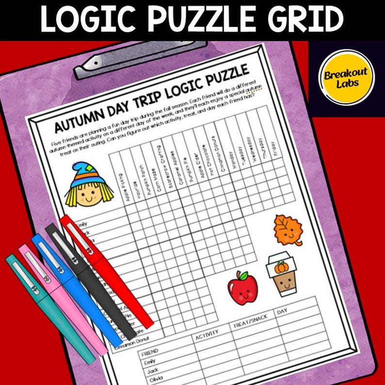 Fall Scavenger Hunt Logic Puzzle Game: Autumn Day Trip (printable) - Etsy